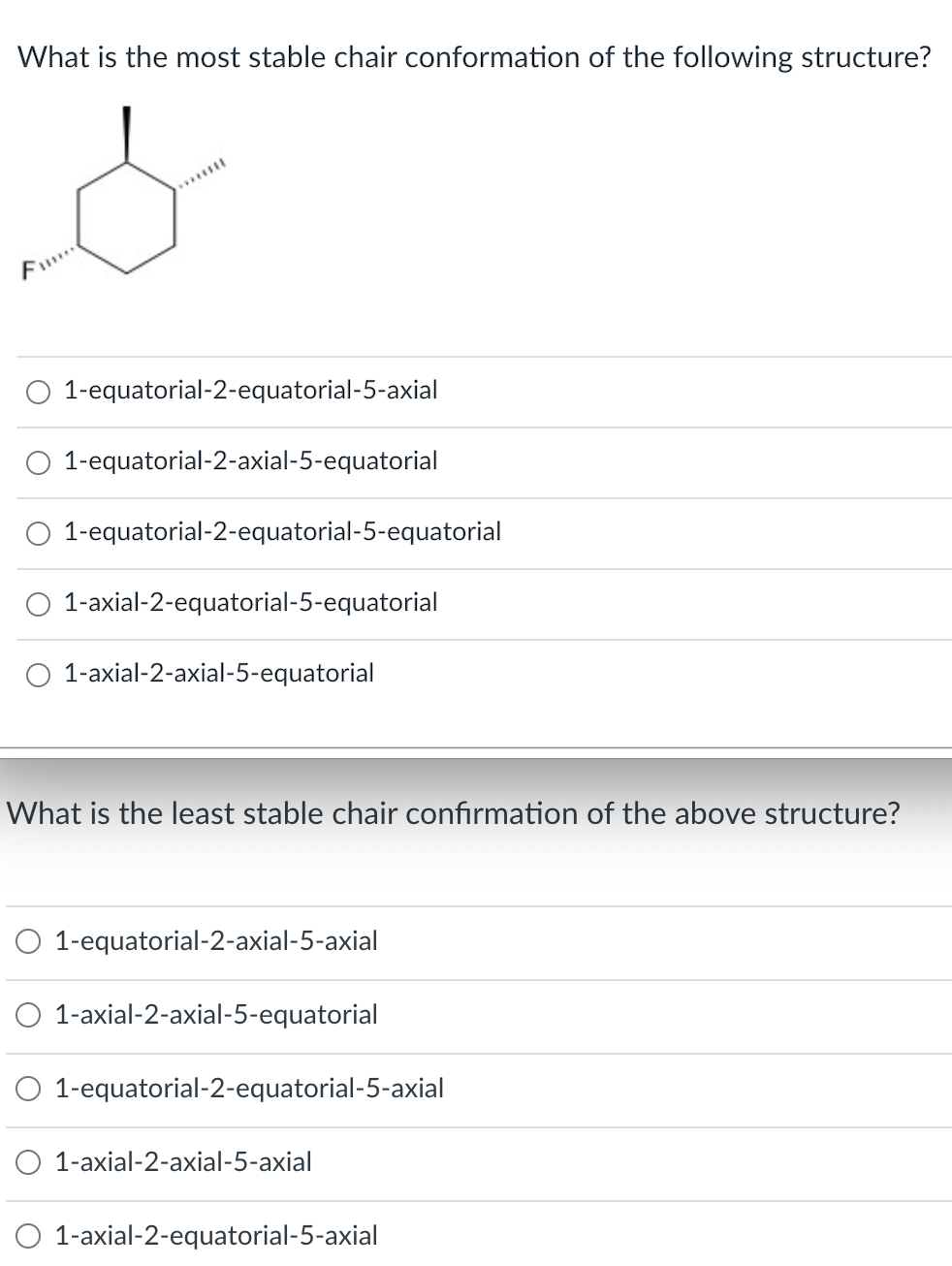 Solved What is the most stable chair conformation of the | Chegg.com