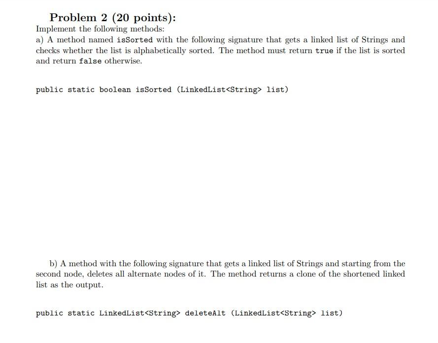 Solved Problem 2 (20 points): Implement the following | Chegg.com