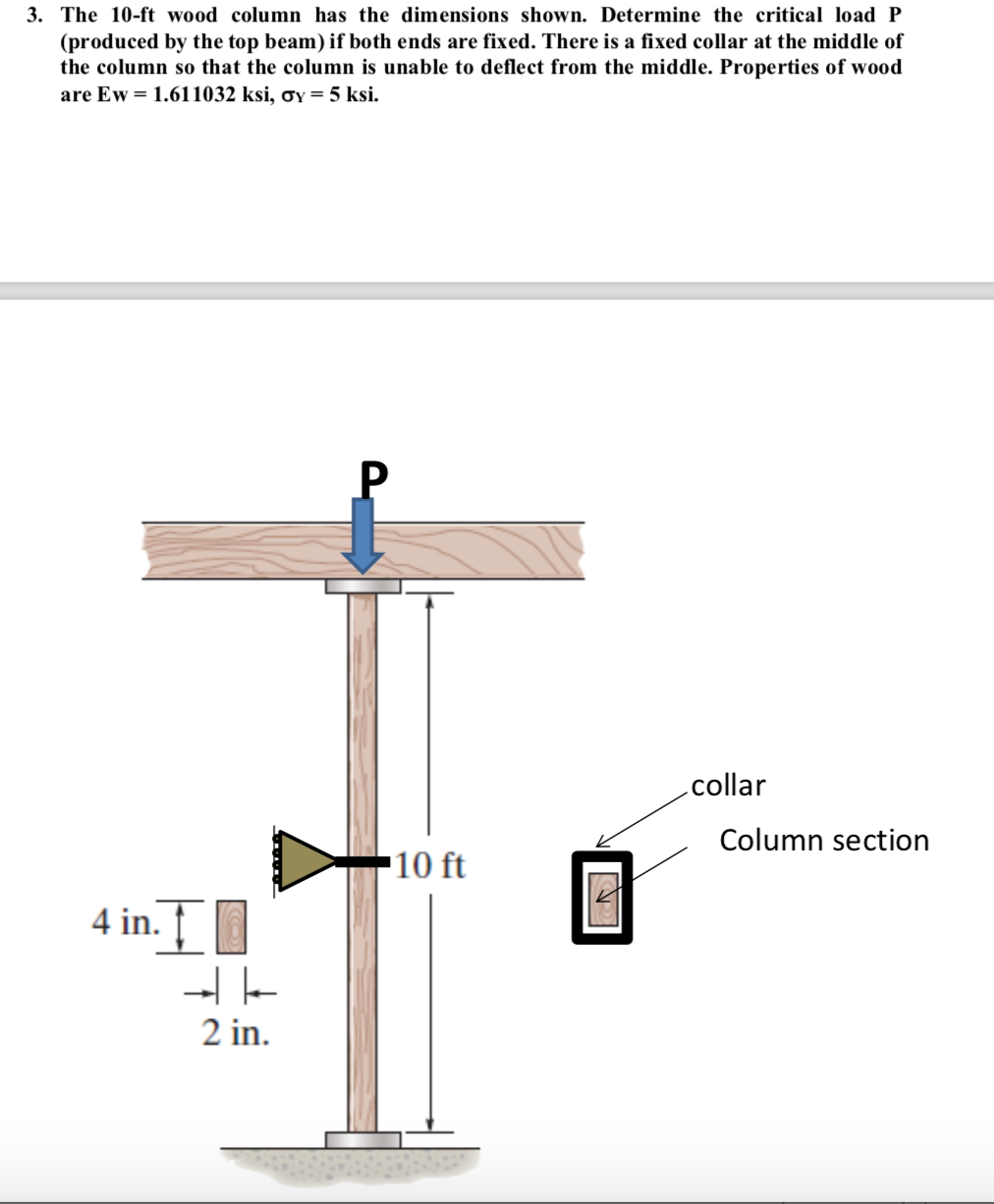 Solved 3. The 10-ft wood column has the dimensions shown. | Chegg.com