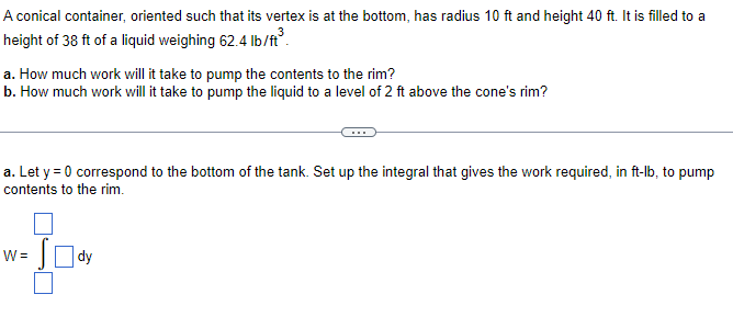 Solved A conical container, oriented such that its vertex is | Chegg.com