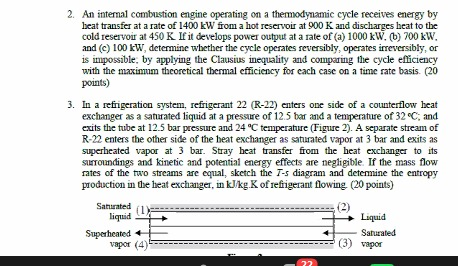 Solved 2. An internal combustion engine operating on a | Chegg.com