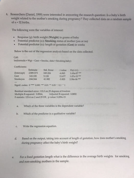 Solved Researchers (Daniel, 1999) were interested in | Chegg.com