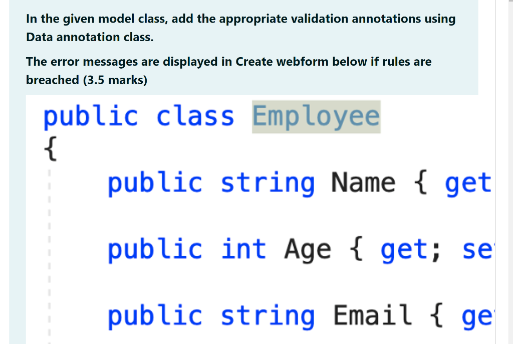Solved In the given model class, add the appropriate | Chegg.com