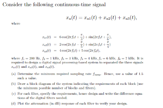 Consider the following continuous-time signal | Chegg.com