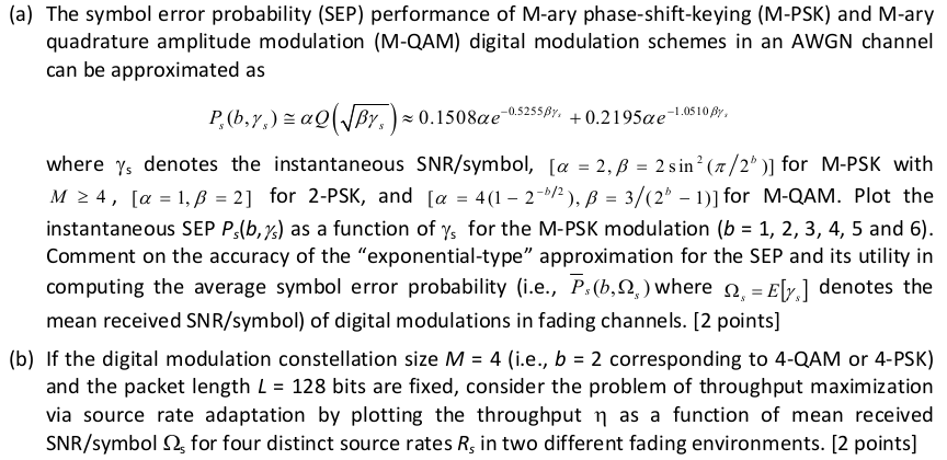 (a) The symbol error probability (SEP) performance of | Chegg.com