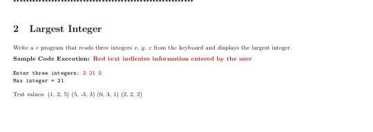 Solved 2 Largest Integer Write a program that reads three | Chegg.com
