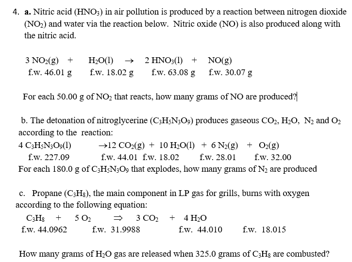 Solved 4. a. Nitric acid (HNO3) in air pollution is produced | Chegg.com