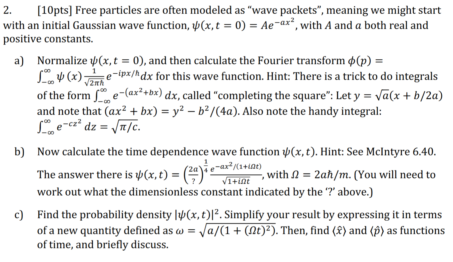 Solved 2. [10pts] Free particles are often modeled as "wave | Chegg.com