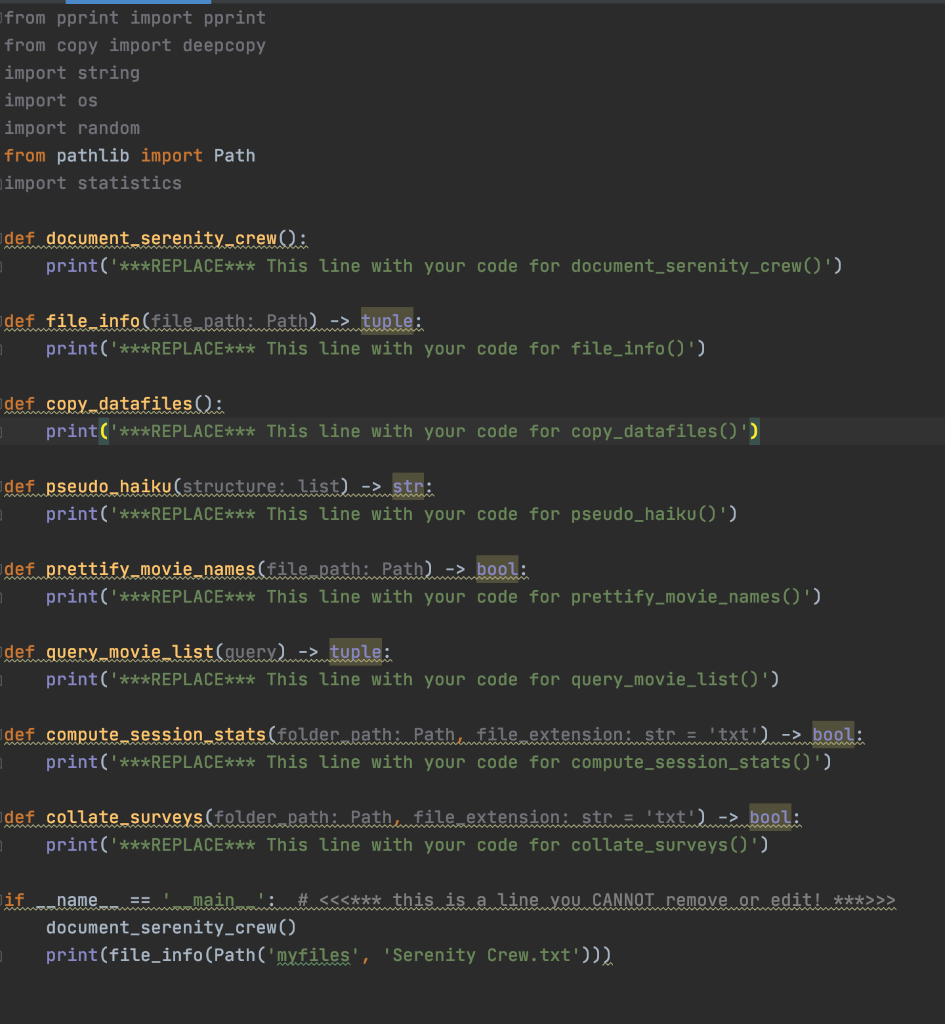 Using python complete the functions in the provided | Chegg.com