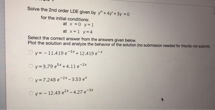 Solved Solve the 2nd order LDE given by y" + 4y' + 3y = 0 | Chegg.com
