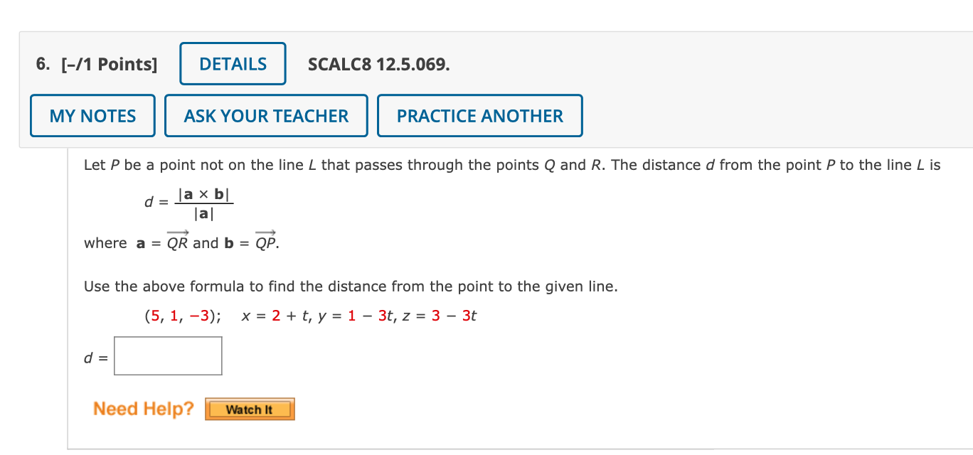 Solved -/1 Points] SCALC8 12.5.069. Let P be a point not on | Chegg.com
