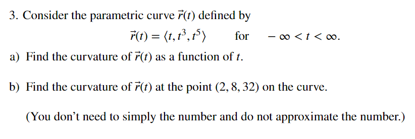 Solved Consider the parametric curve vec(r)(t) ﻿defined | Chegg.com