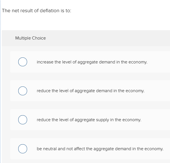 Solved The net result of deflation is to: Multiple Choice | Chegg.com