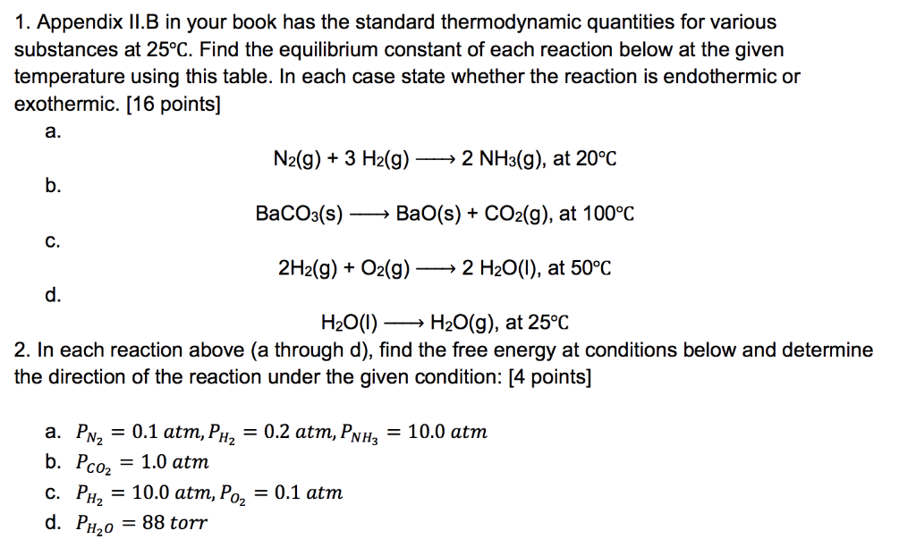 Solved 1. Appendix II.B in your book has the standard | Chegg.com