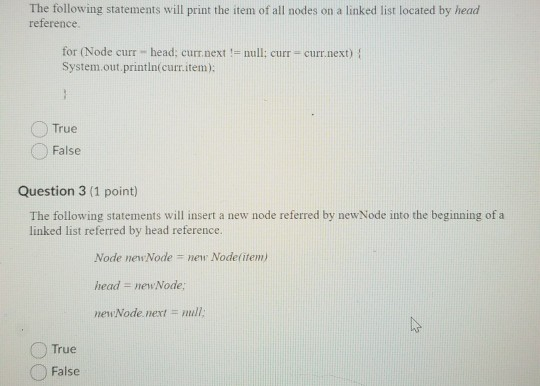 Solved: The Following Statements Will Print The Item Of Al... | Chegg.com