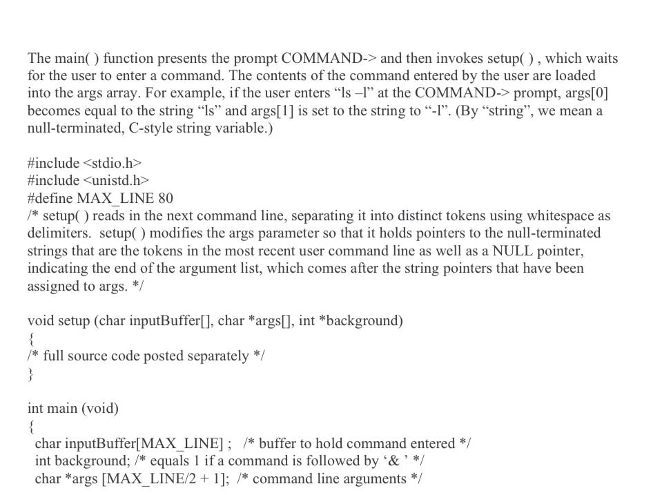 Solved The main() function presents the prompt COMMAND-> and | Chegg.com
