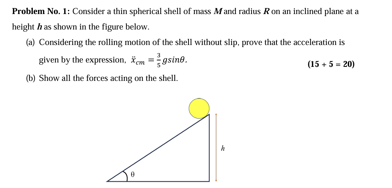 Solved Problem No. 1: Consider a thin spherical shell of | Chegg.com