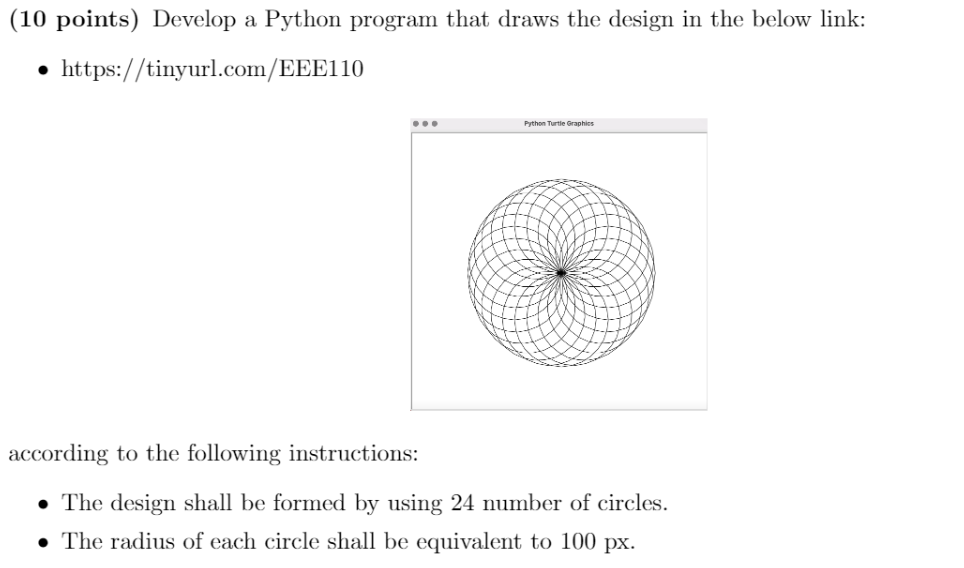 Solved (10 points) Develop a Python program that draws the | Chegg.com