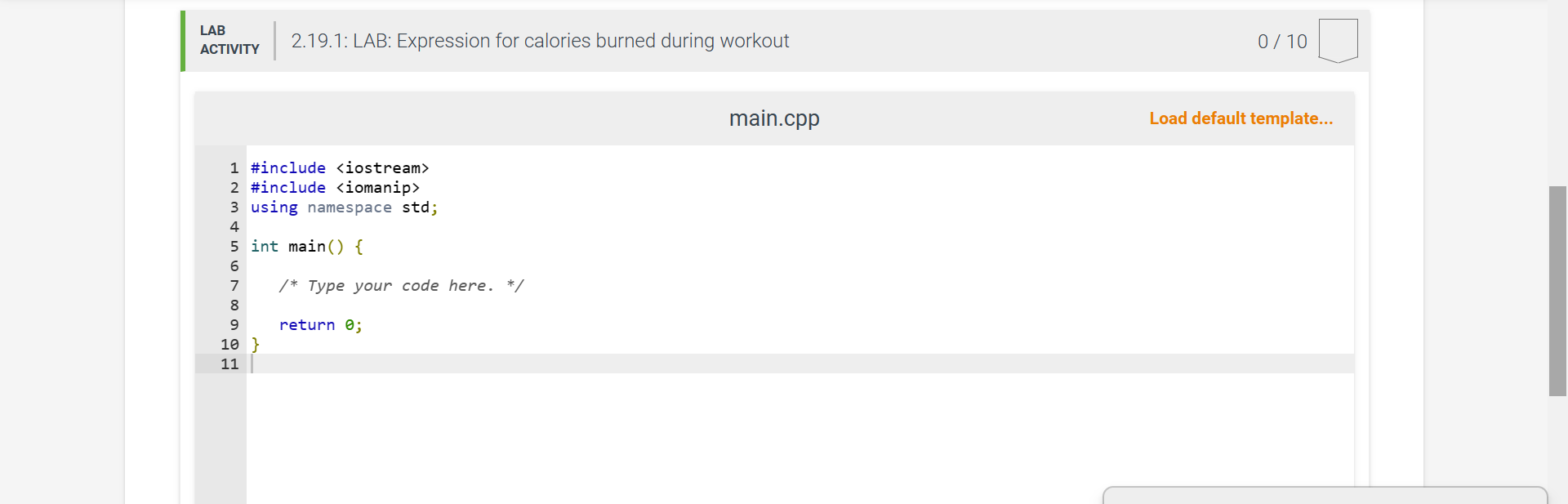 Solved 2.19 LAB: Expression for calories burned during | Chegg.com