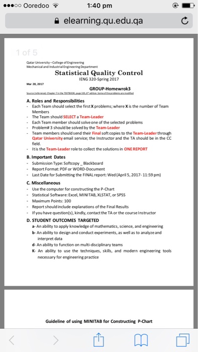 Solved 1:40 pm OO Ooredoo elearning.qu.edu.qa Qatar | Chegg.com