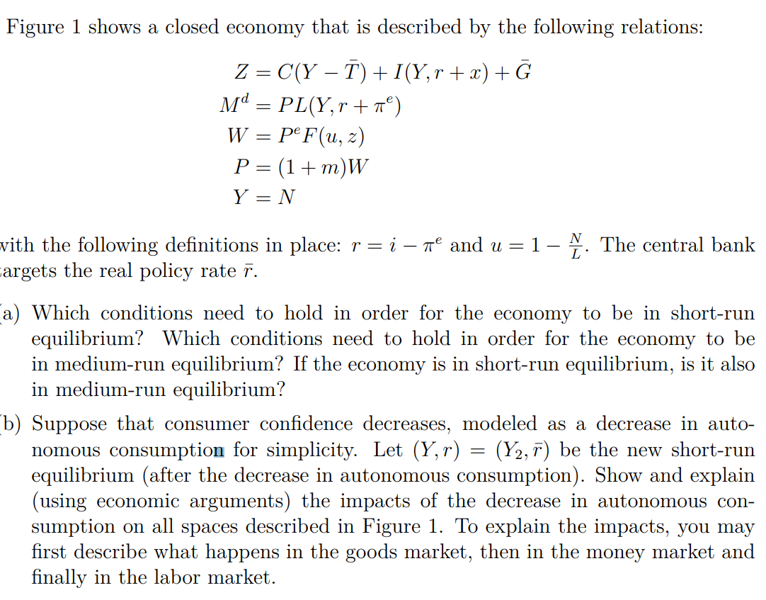 Solved Figure 1 shows a closed economy that is described by | Chegg.com