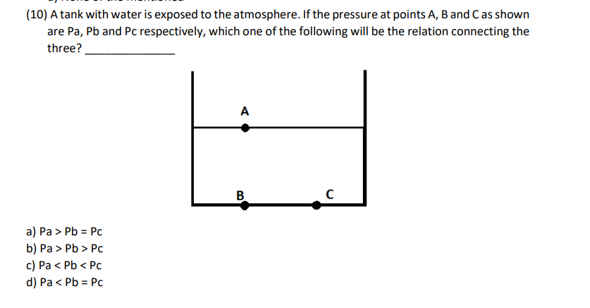 Solved 10) A tank with water is exposed to the atmosphere. | Chegg.com