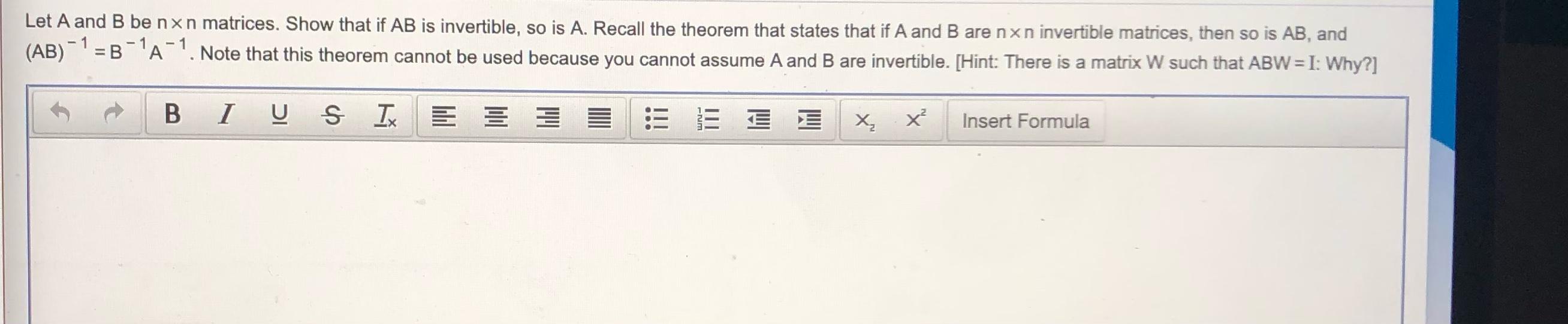Solved Let A and B be nxn matrices. Show that if AB is | Chegg.com