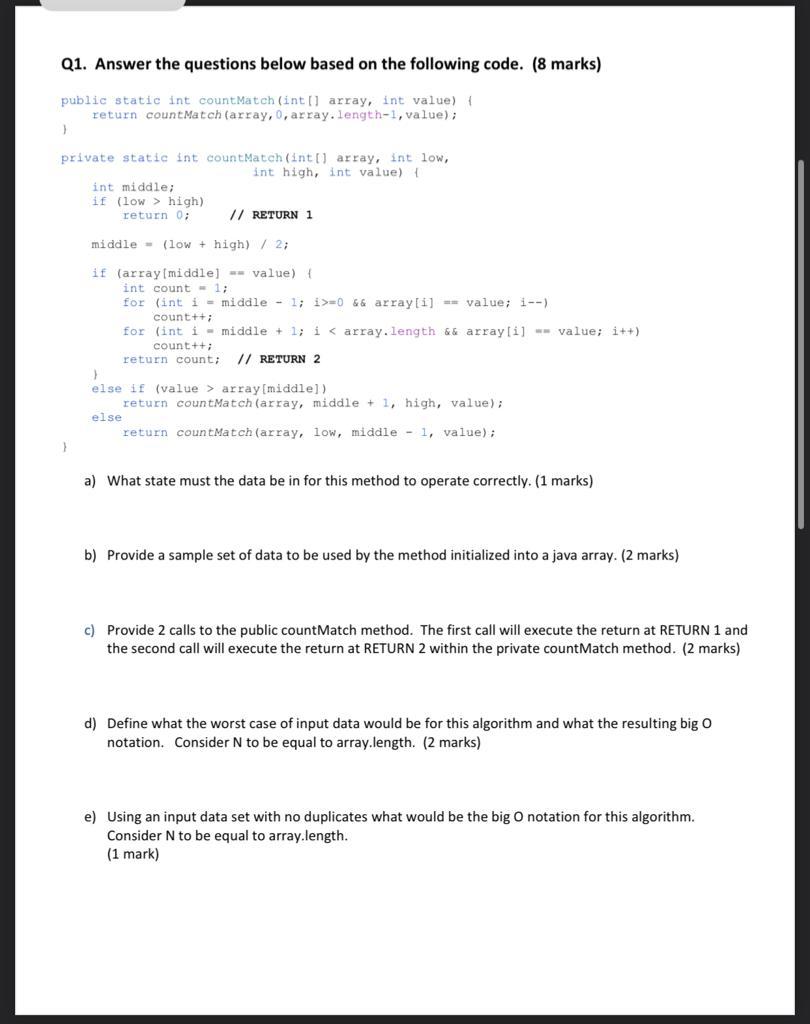 Solved a) What state must the data be in for this method to | Chegg.com