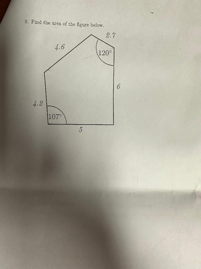 Solved 9. Find the area of the figure below. | Chegg.com
