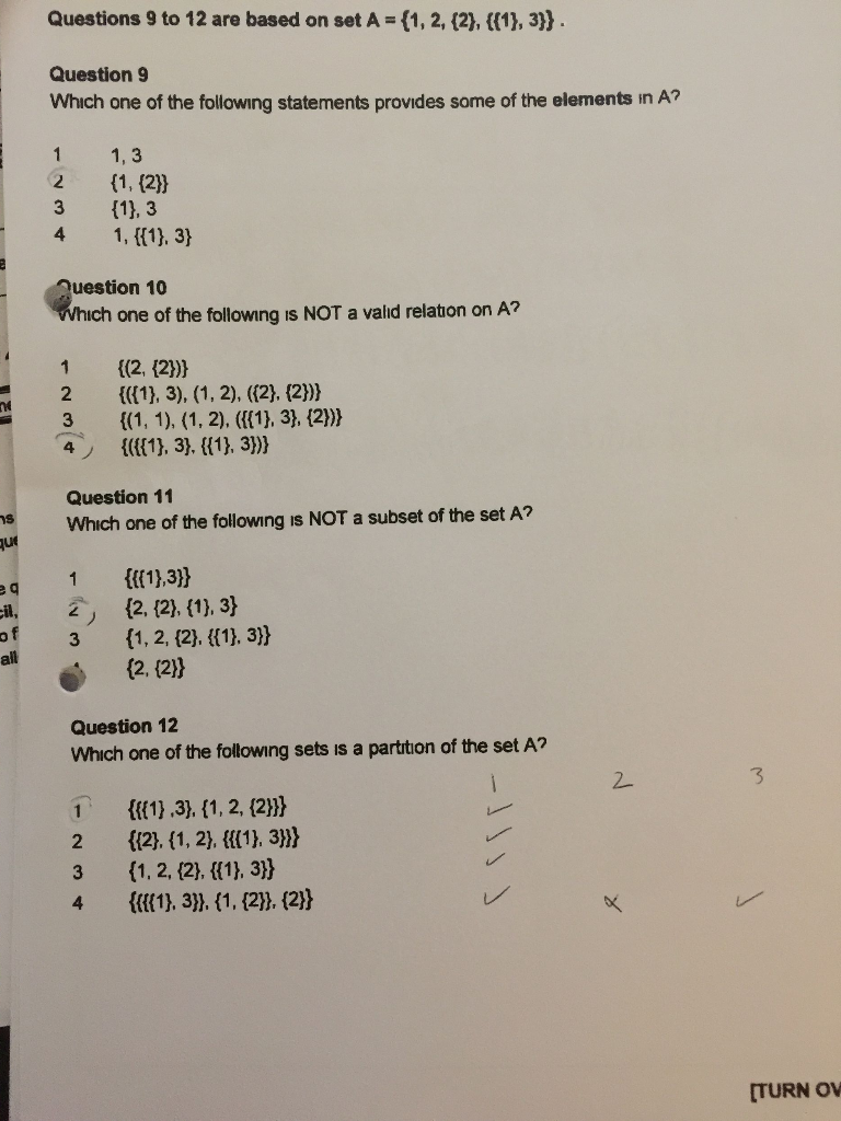 Solved Questions 9 to 12 are based on set A = {1, 2, (2), | Chegg.com