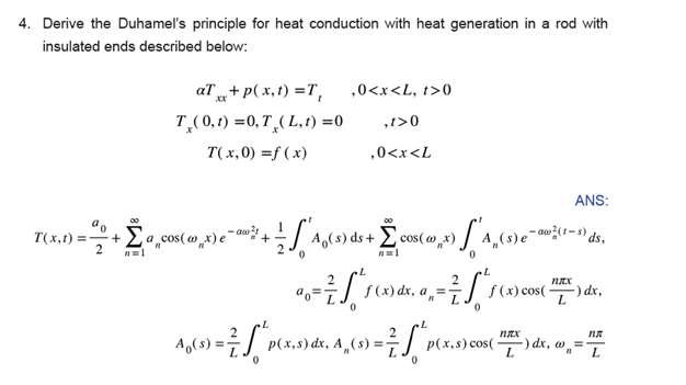 Solved 4. Derive the Duhamel's principle for heat conduction | Chegg.com