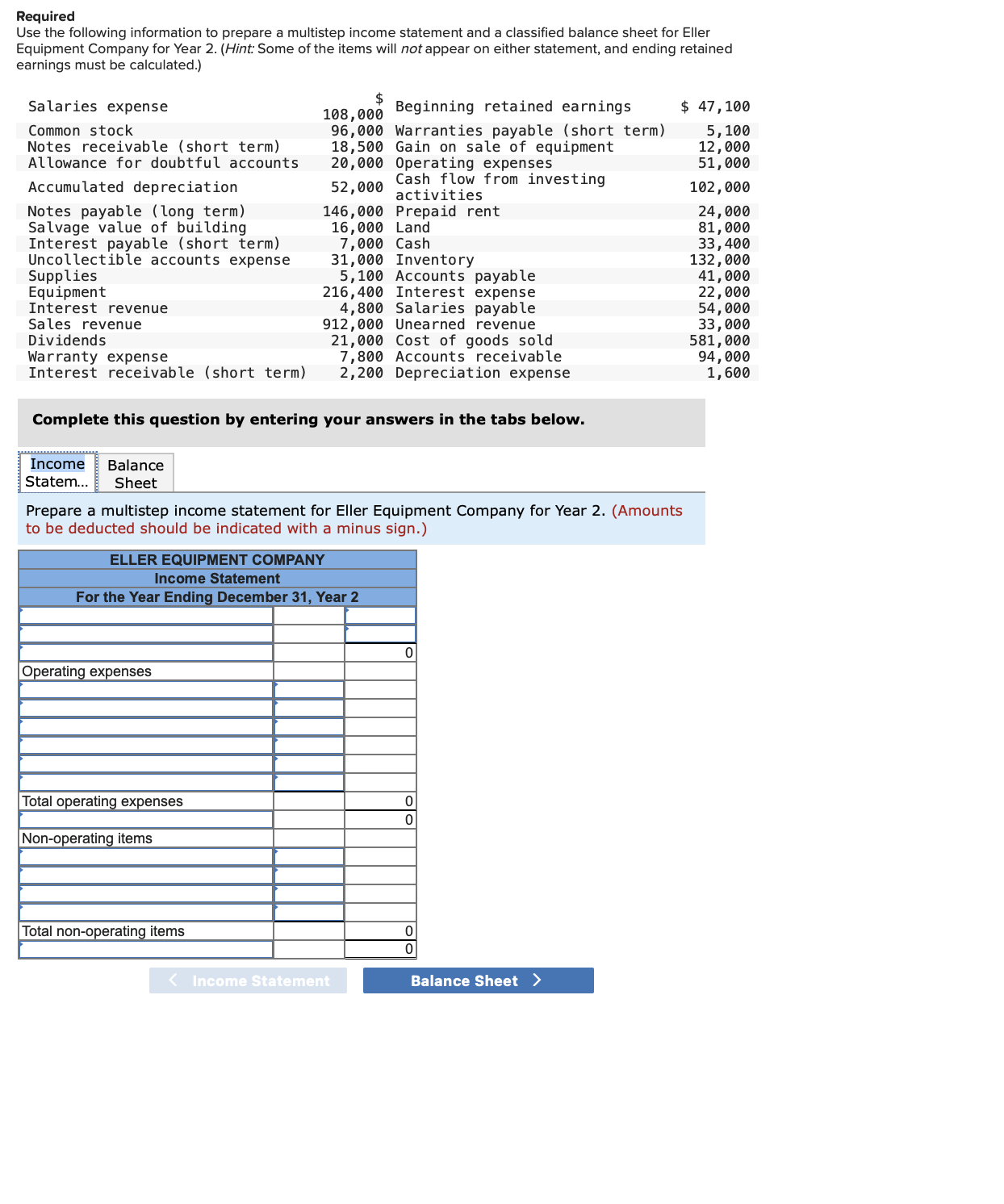 Solved Required Use the following information to prepare a | Chegg.com