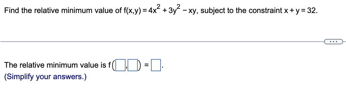 Solved Find the relative maximum value of f(x,y)=3xy, | Chegg.com