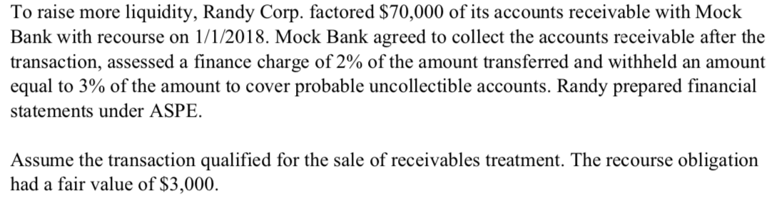 Solved Prepare a journal entry for Mock Bank for the | Chegg.com