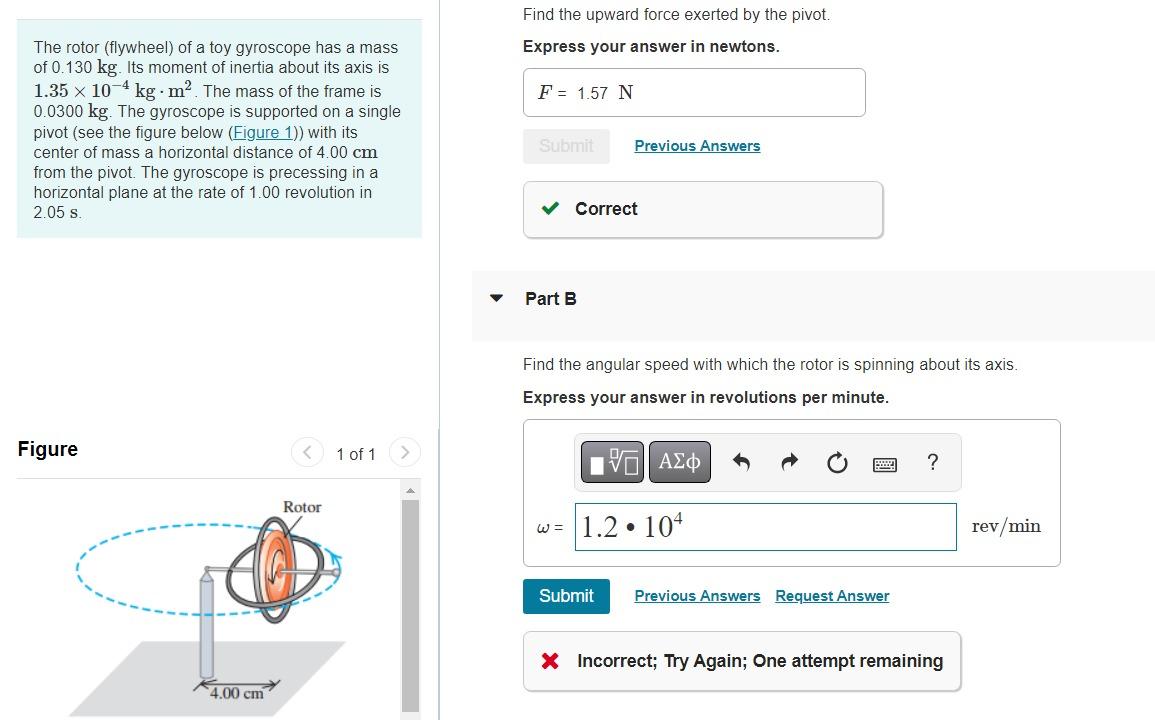 Solved Find the upward force exerted by the pivot. The rotor | Chegg.com