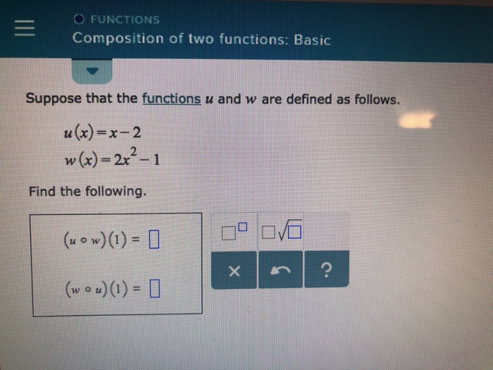 Solved O FUNCTIONS Composition of two functions: Basic | Chegg.com