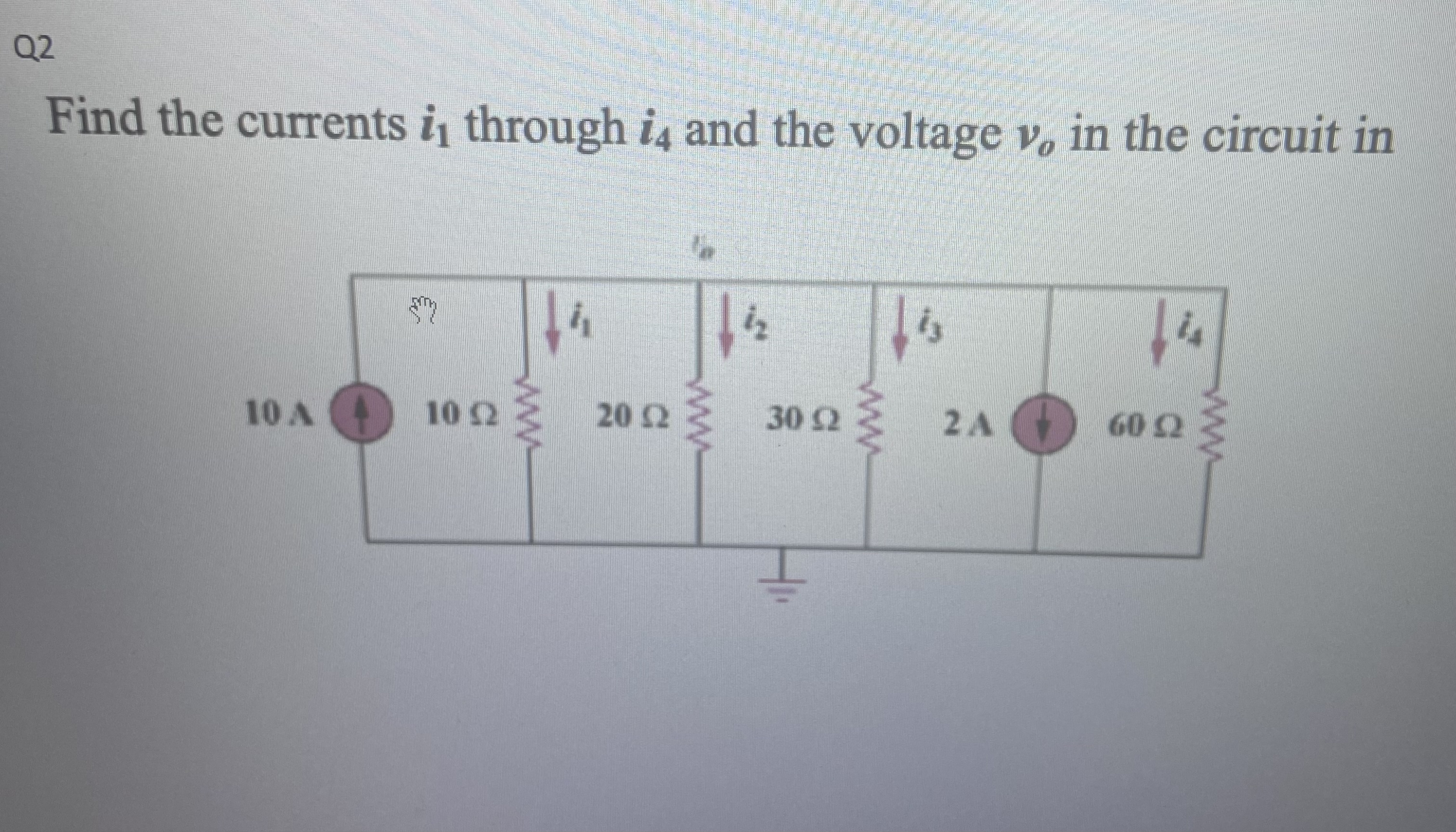 Solved Find the currents i1 through i4 and the voltage vo in | Chegg.com
