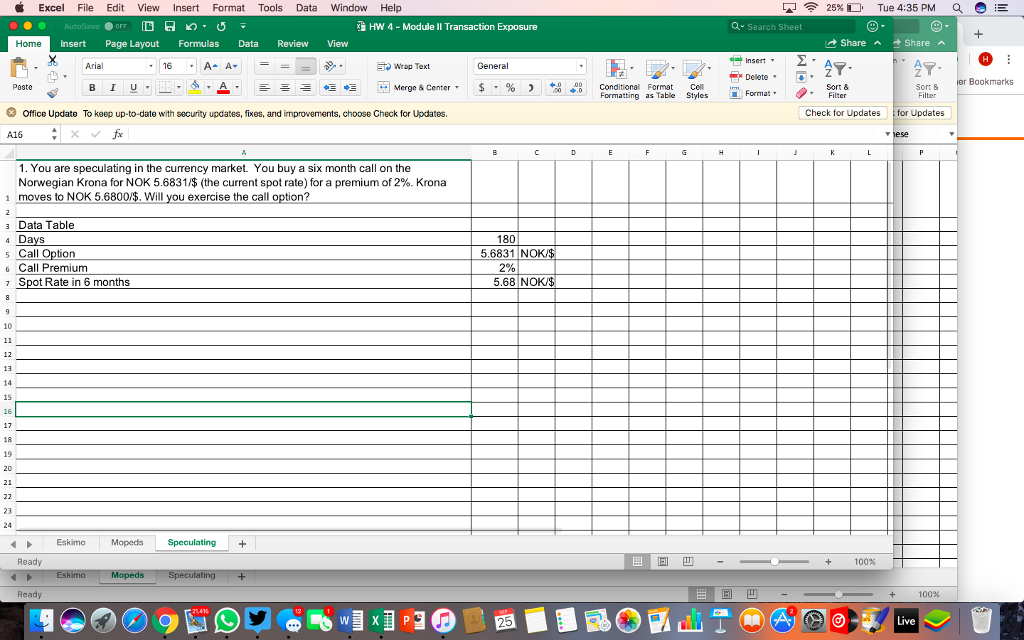 Solved Excel File Edit View Insert Format Tools Data Window | Chegg.com