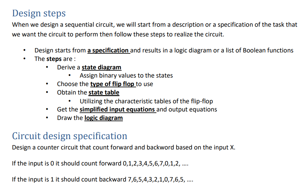 Solved Design steps When we design a sequential circuit, we | Chegg.com