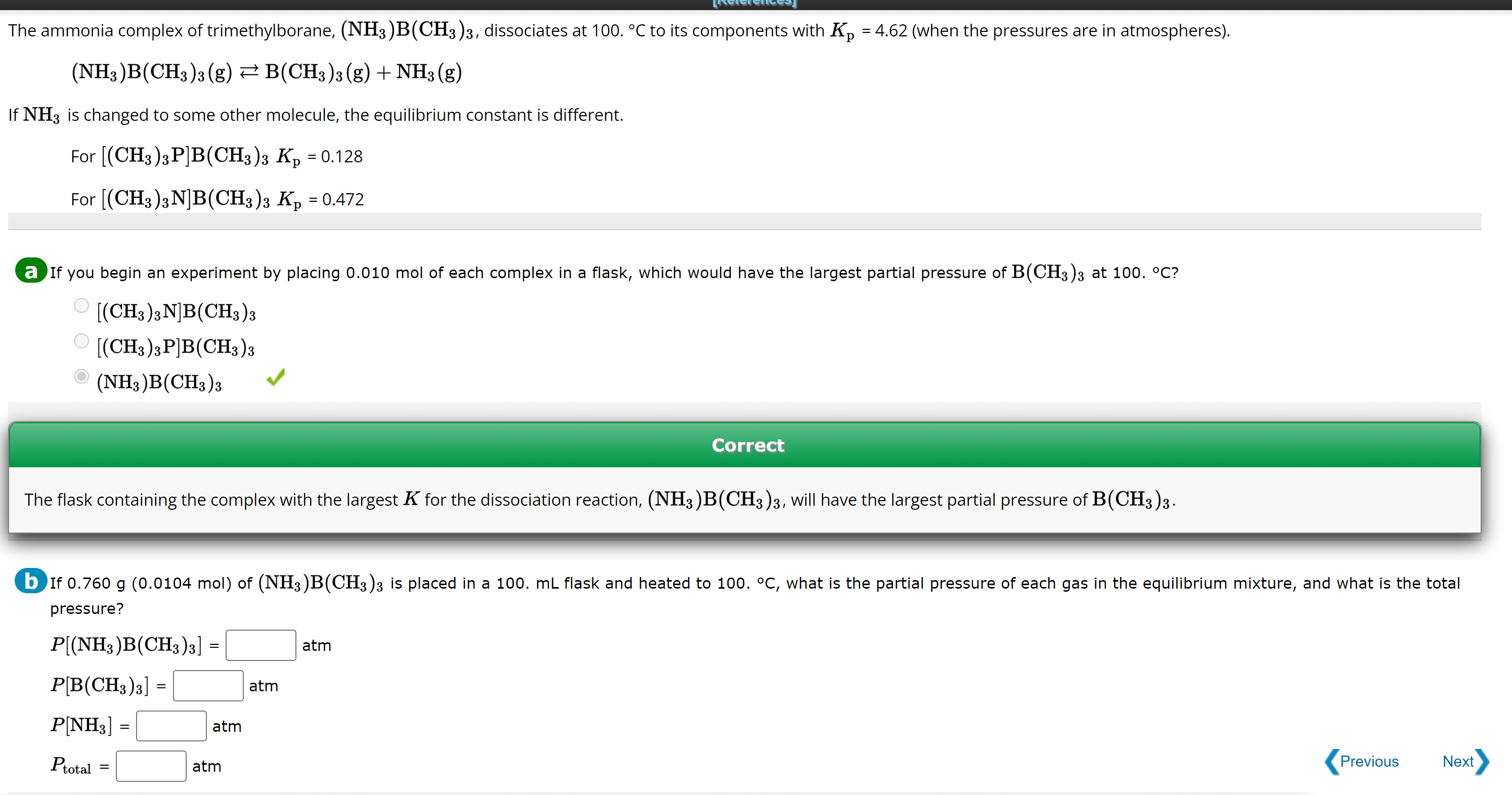 Solved The ammonia complex of ﻿trimethylborane, | Chegg.com