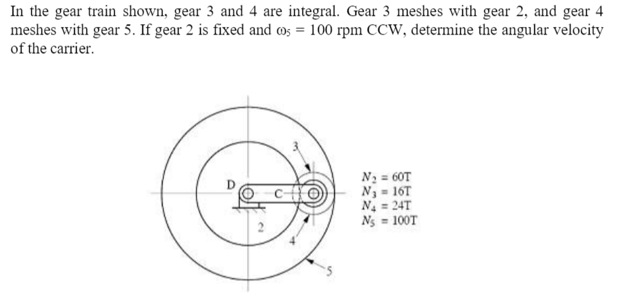 Solved In the gear train shown, gear 3 and 4 are integral. | Chegg.com