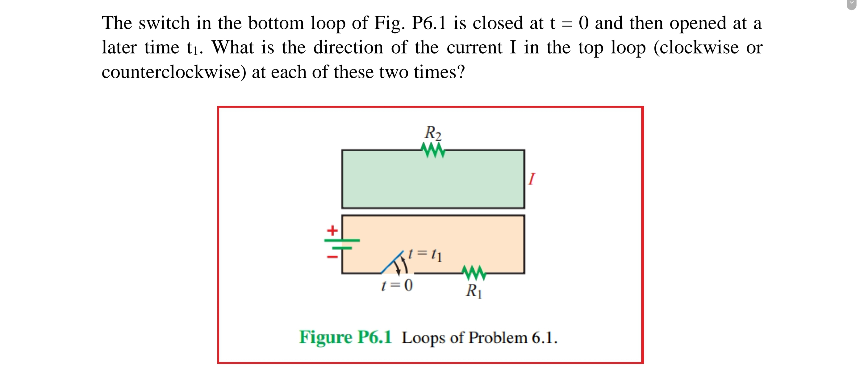 Solved The switch in the bottom loop of Fig. P6.1 is closed | Chegg.com
