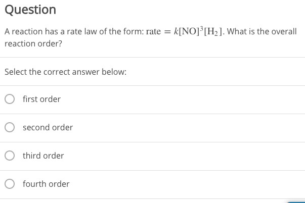 Solved Question A reaction has a rate law of the form: rate | Chegg.com