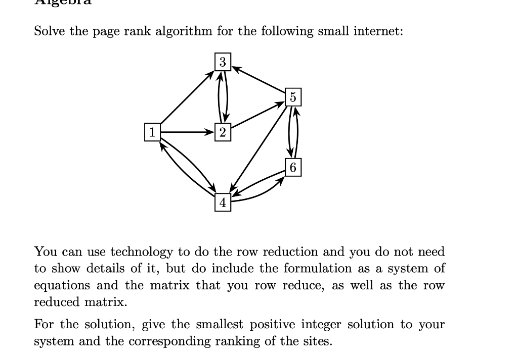 Solved Algend Solve the page rank algorithm for the | Chegg.com