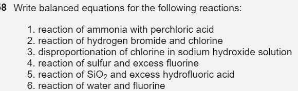 Solved 8 Write balanced equations for the following | Chegg.com