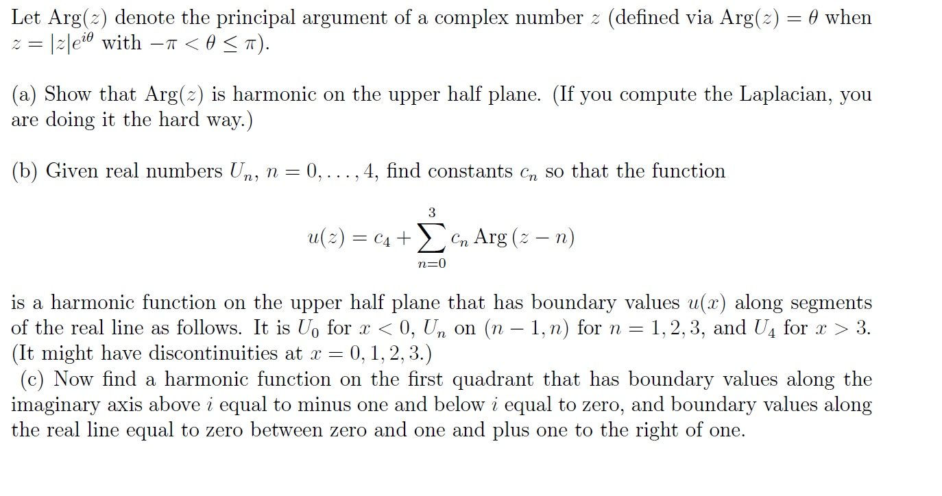 Let Arg(2) denote the principal argument of a complex | Chegg.com