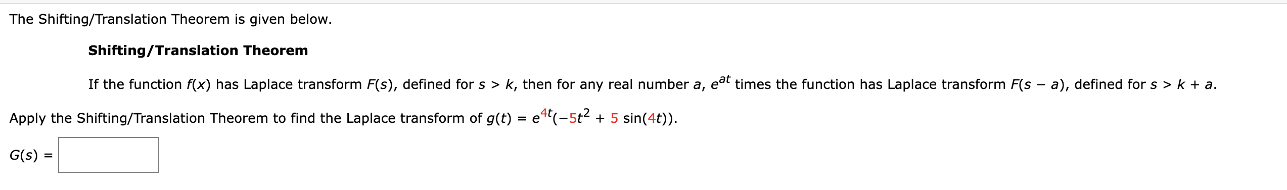 Solved The Shifting/Translation Theorem is given below. | Chegg.com