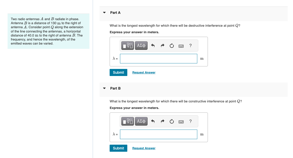 Solved Two radio antennas A and B radiate in phase. | Chegg.com