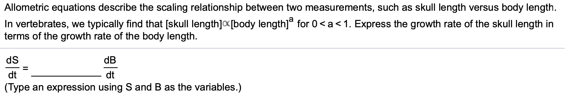 Solved Allometric equations describe the scaling | Chegg.com Solved Allometric equations describe the scaling | Chegg.com