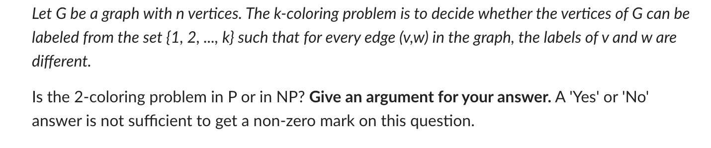 Solved Let G be a graph with n vertices. The k-coloring | Chegg.com